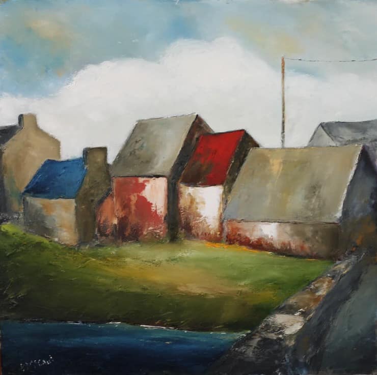 'Village Rooftops' - print by Padraig Mcaul at The Russell Gallery